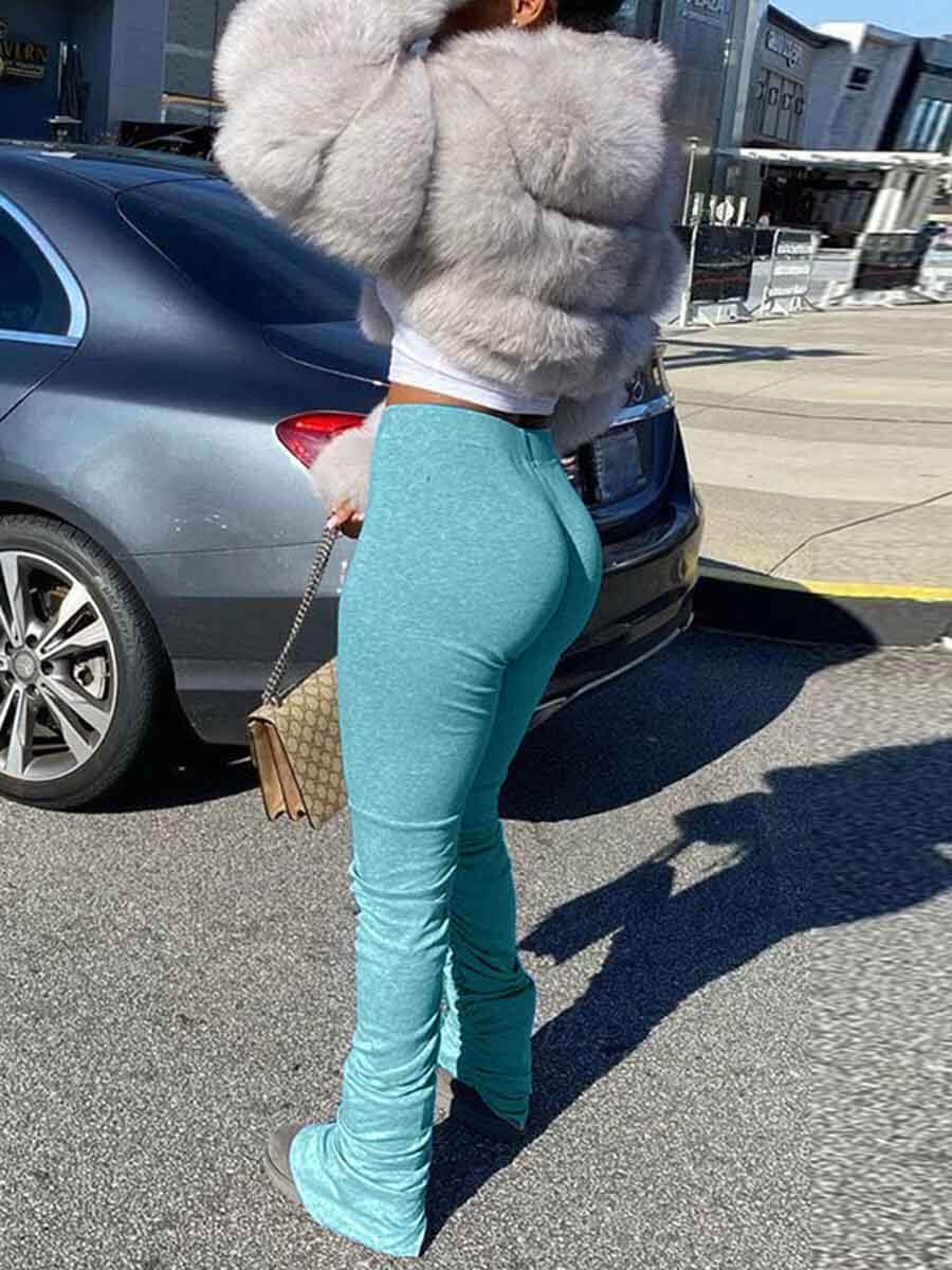 LW BASICS Stylish Skinny Cyan Pants Sale | LovelyWholesale