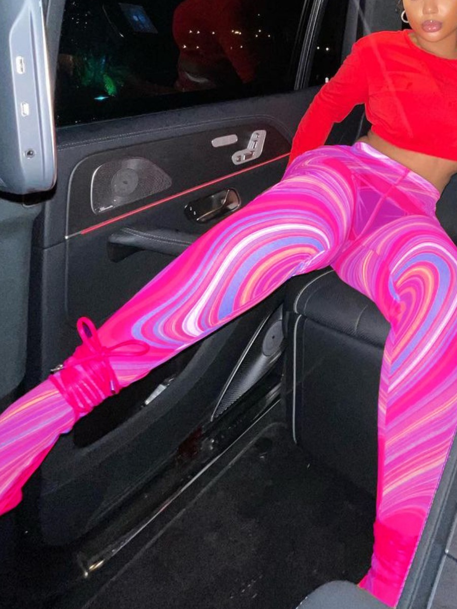 Lovely Street See-through Print Purple TikTok LeggingsLW | Fashion ...