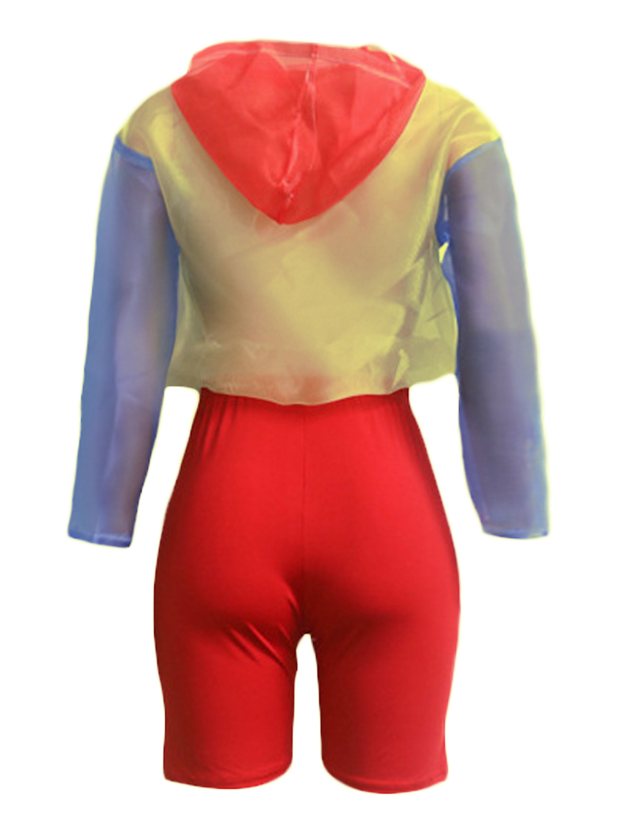 LW Chic Patchwork Red Two-piece Shorts Set Sale | LovelyWholesale